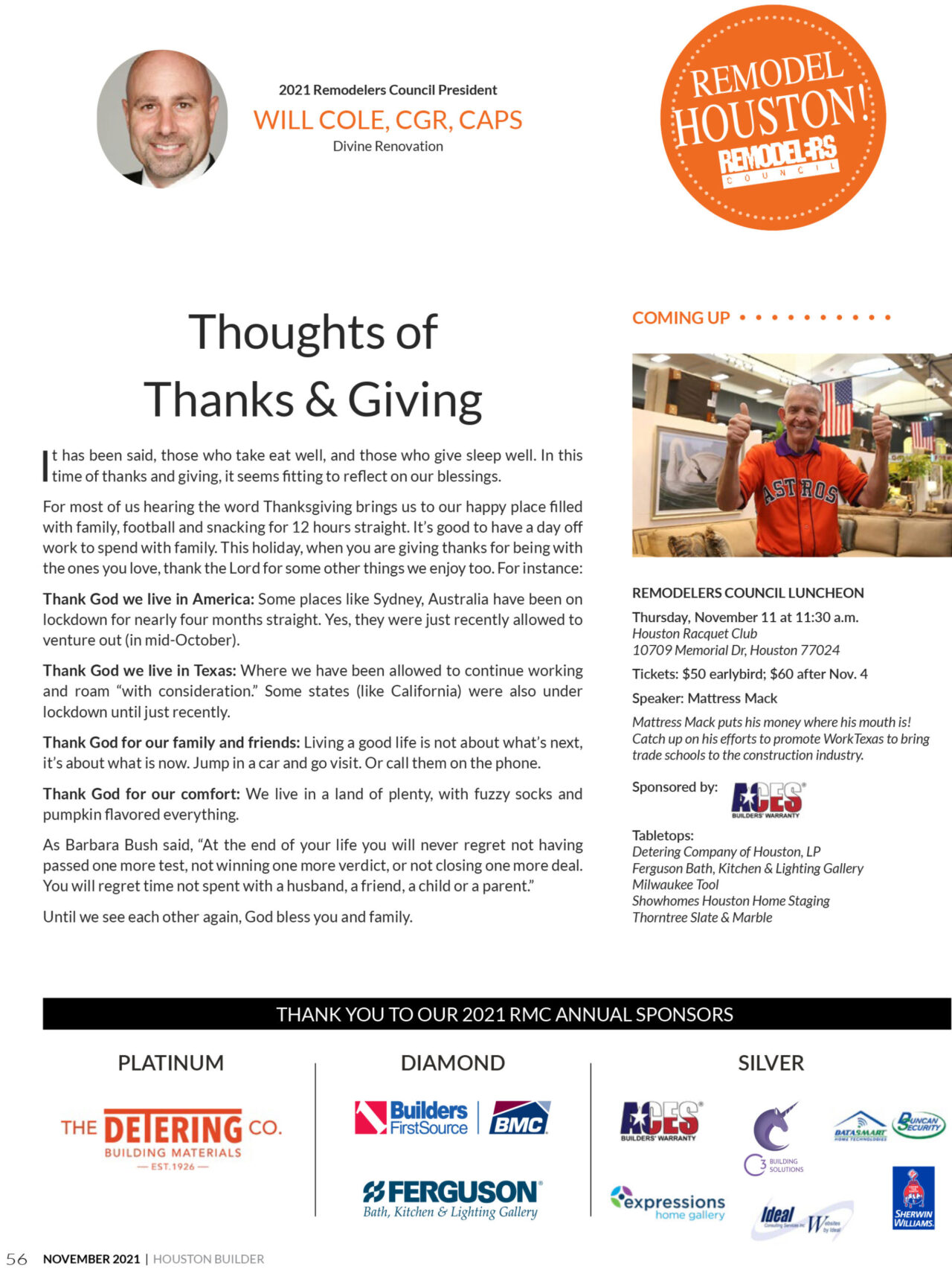 Will Cole - President's Letter November 2021 - Divine Renovation